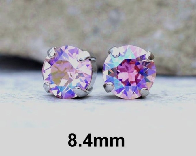 Light Rose AB Studs 8.4mm Rhinestone Studs Pink AB Studs - Etsy