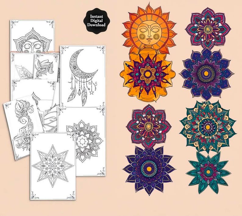 Mandala Colouring Book, 35 Pages, Stress Relief (A4 PDF Download) - Etsy