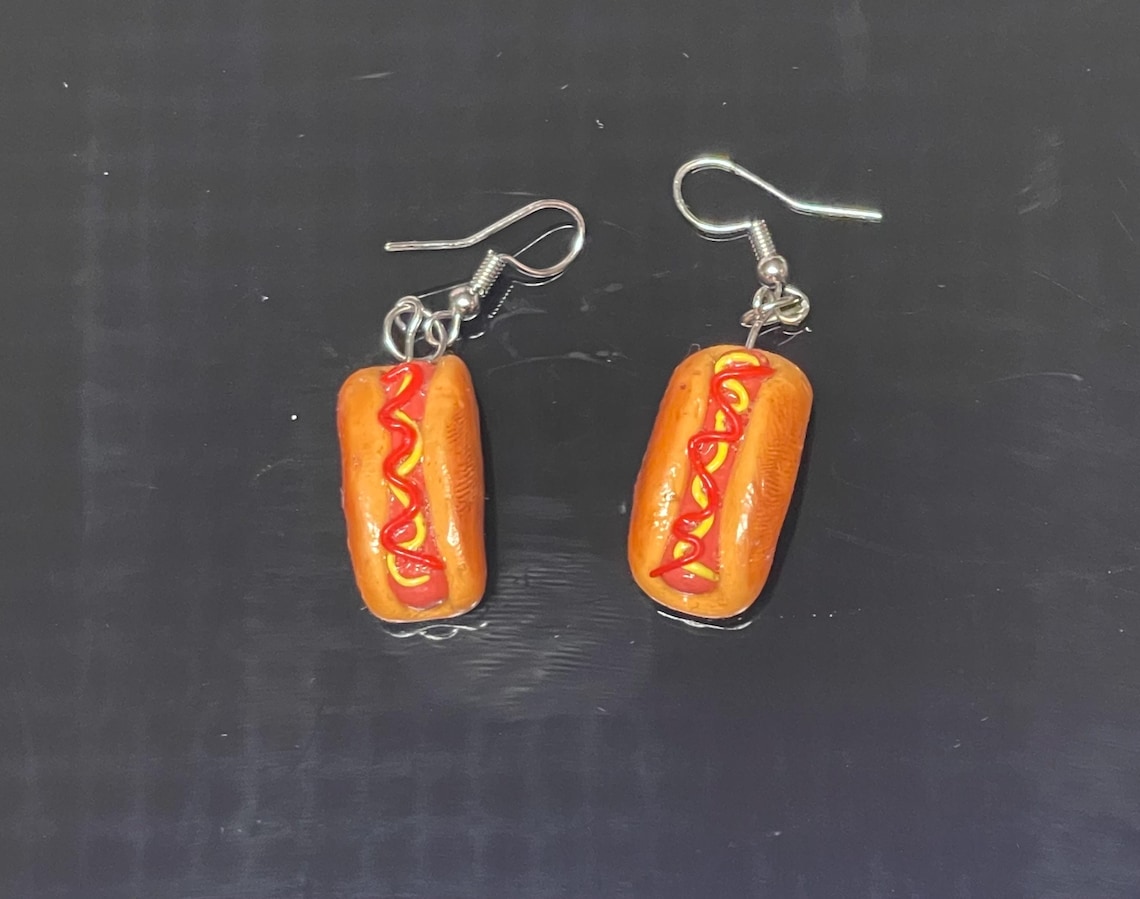 Polymer Clay Hotdog Earrings – Realistic Food Jewelry - Etsy