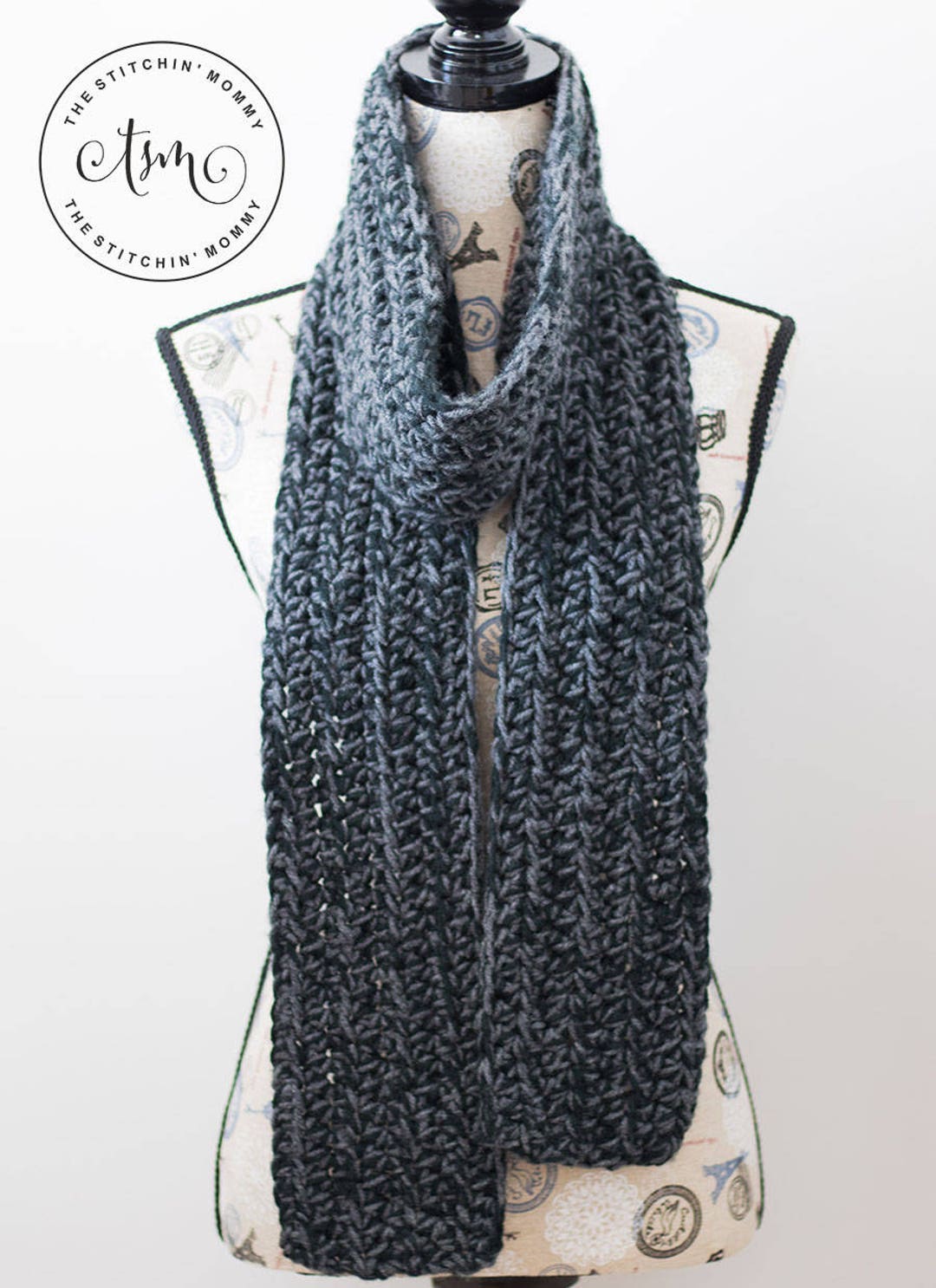 PDF Crochet Pattern - Chunky Charcoal Scarf - Etsy