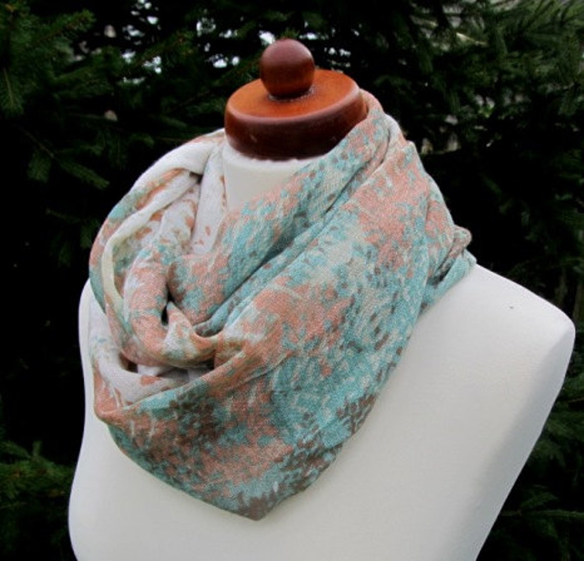 Spring Scarf, Scarf in Green/grey/brown Mosaic ,long Summer Scarf,women ...