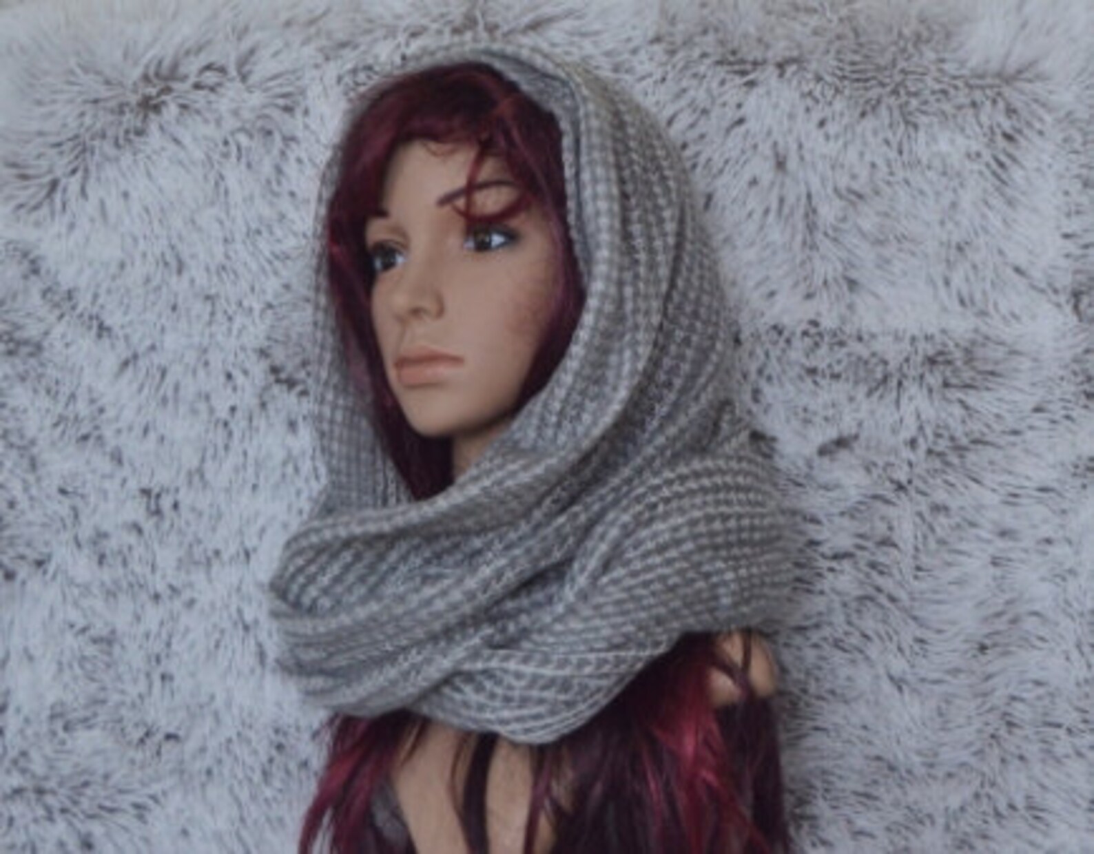 Gray Infinity Scarf , Long Scarf, Lace Like Design, Gray Color, Lace ...