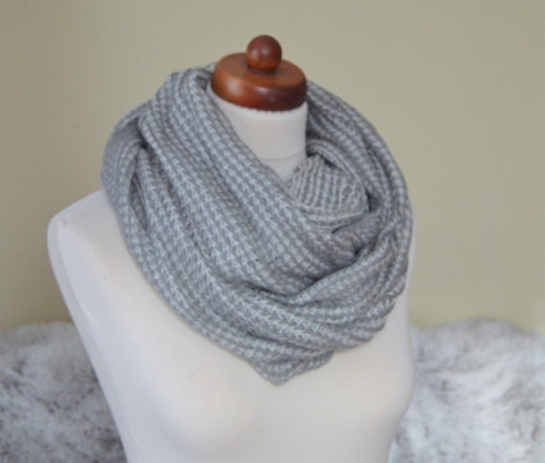 Gray Infinity Scarf , Long Scarf, Lace Like Design, Gray Color, Lace ...