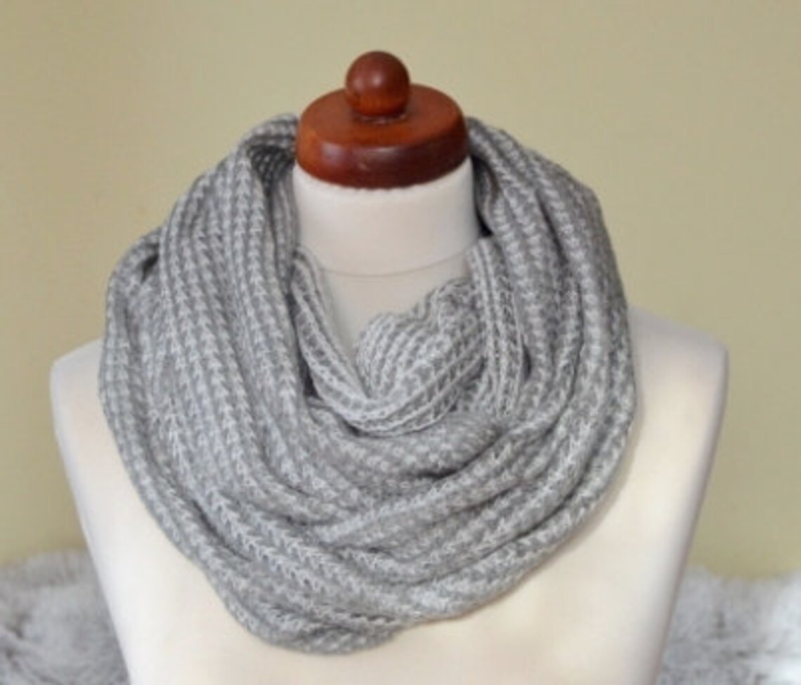 Gray Infinity Scarf Long Scarf Lace Like Design Gray - Etsy