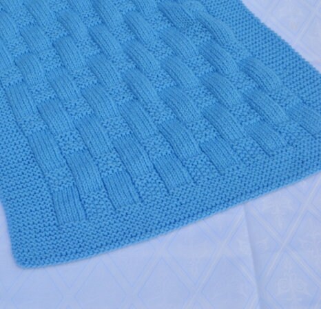 Blue Baby Blanket, Knitted Baby Blanket, Knit Baby Blanket, Hand Knit ...