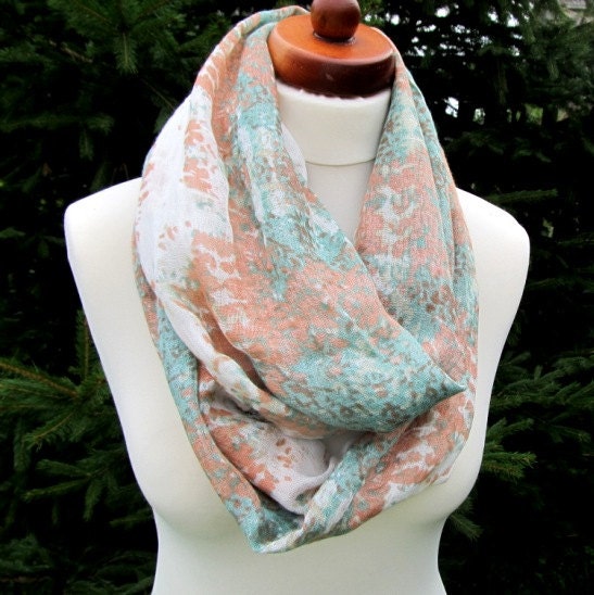 Spring Scarf, Scarf in Green/grey/brown Mosaic ,long Summer Scarf,women ...