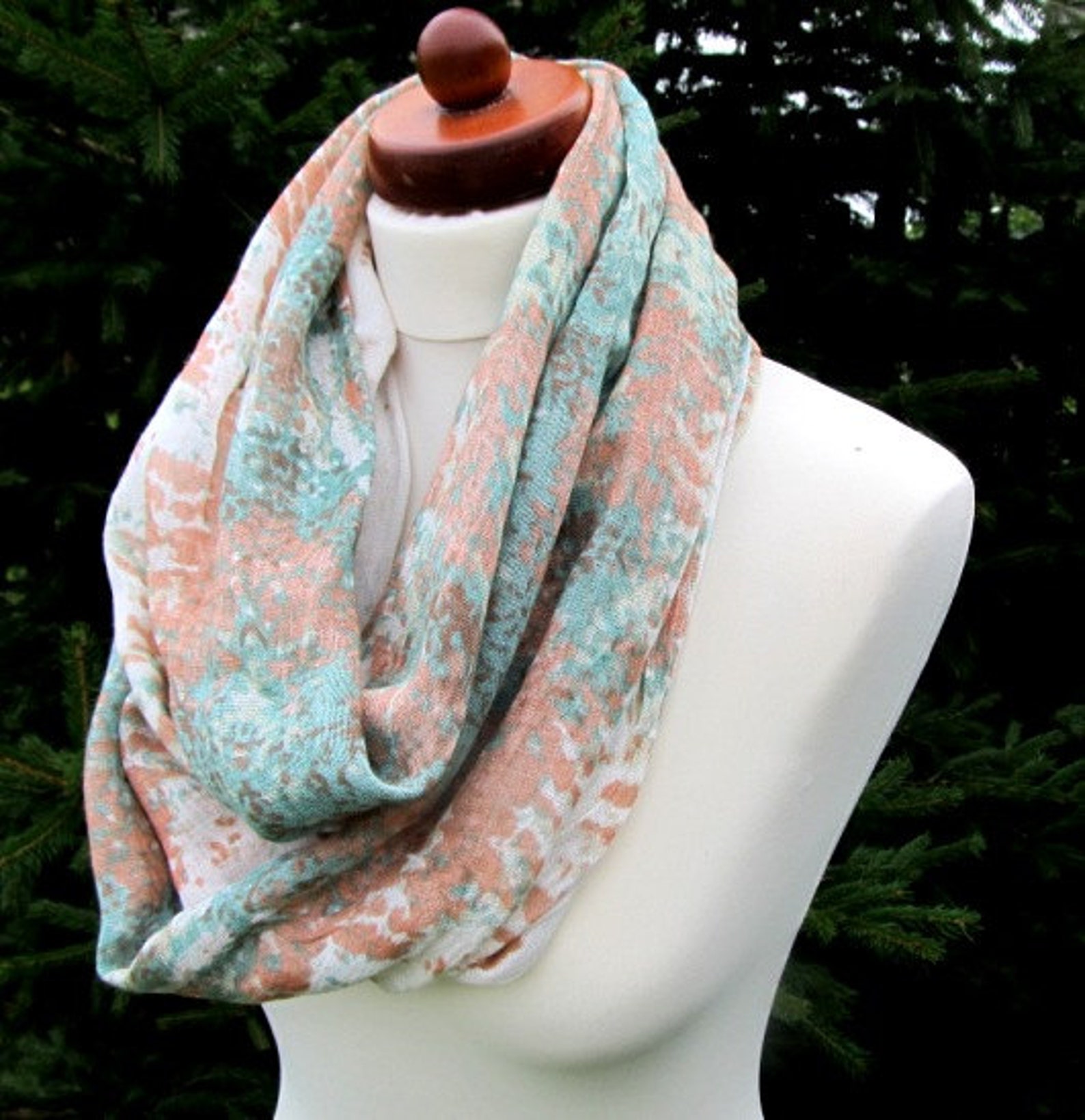 Spring Scarf, Scarf in Green/grey/brown Mosaic ,long Summer Scarf,women ...
