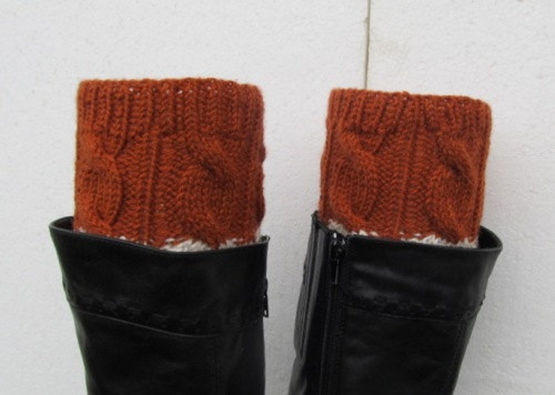 Knit Boot Cuff Set of 2 Pairs Rusty and Oatmeal Color Grey - Etsy