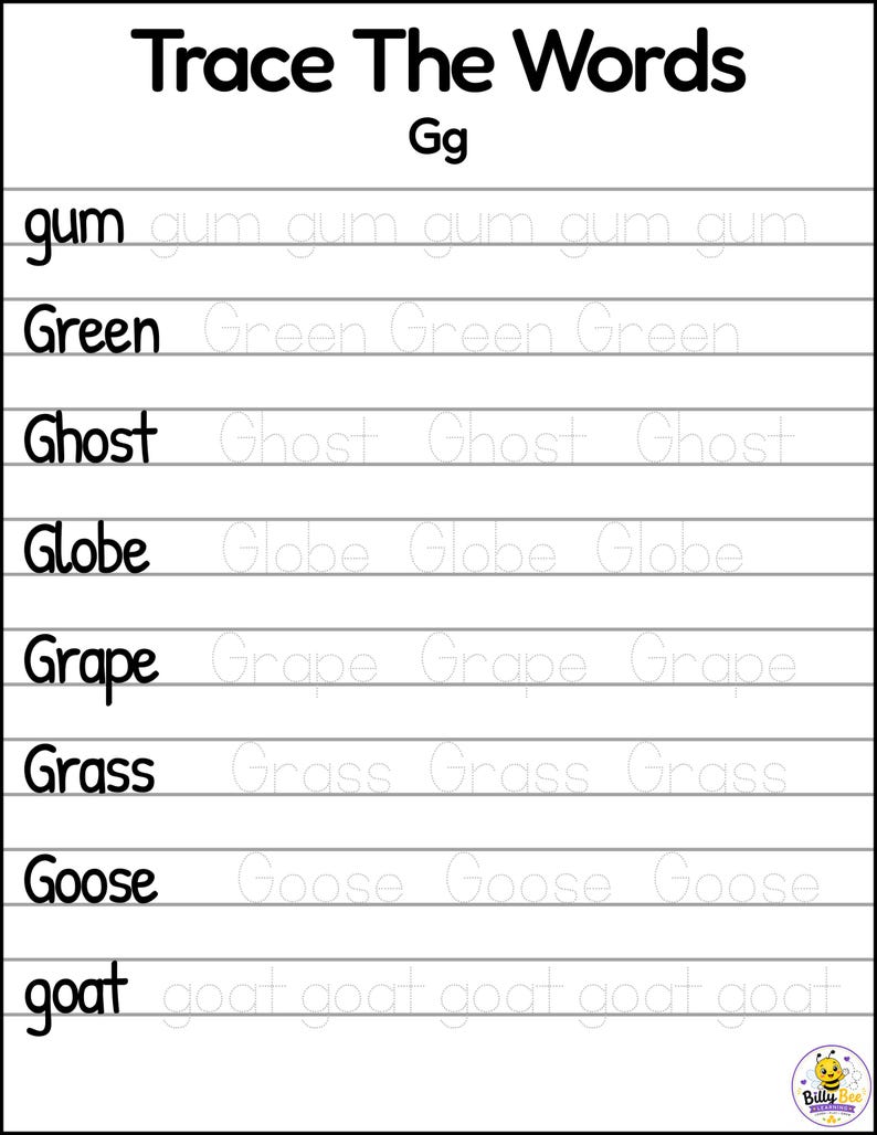 26 Printable A–Z Word Tracing Worksheets | Alphabet Handwriting ...