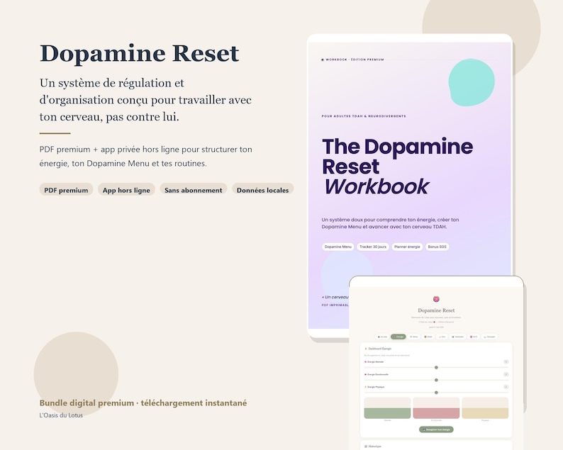 Adult ADHD Workbook + Offline App | Dopamine Reset | PDF in French - Etsy
