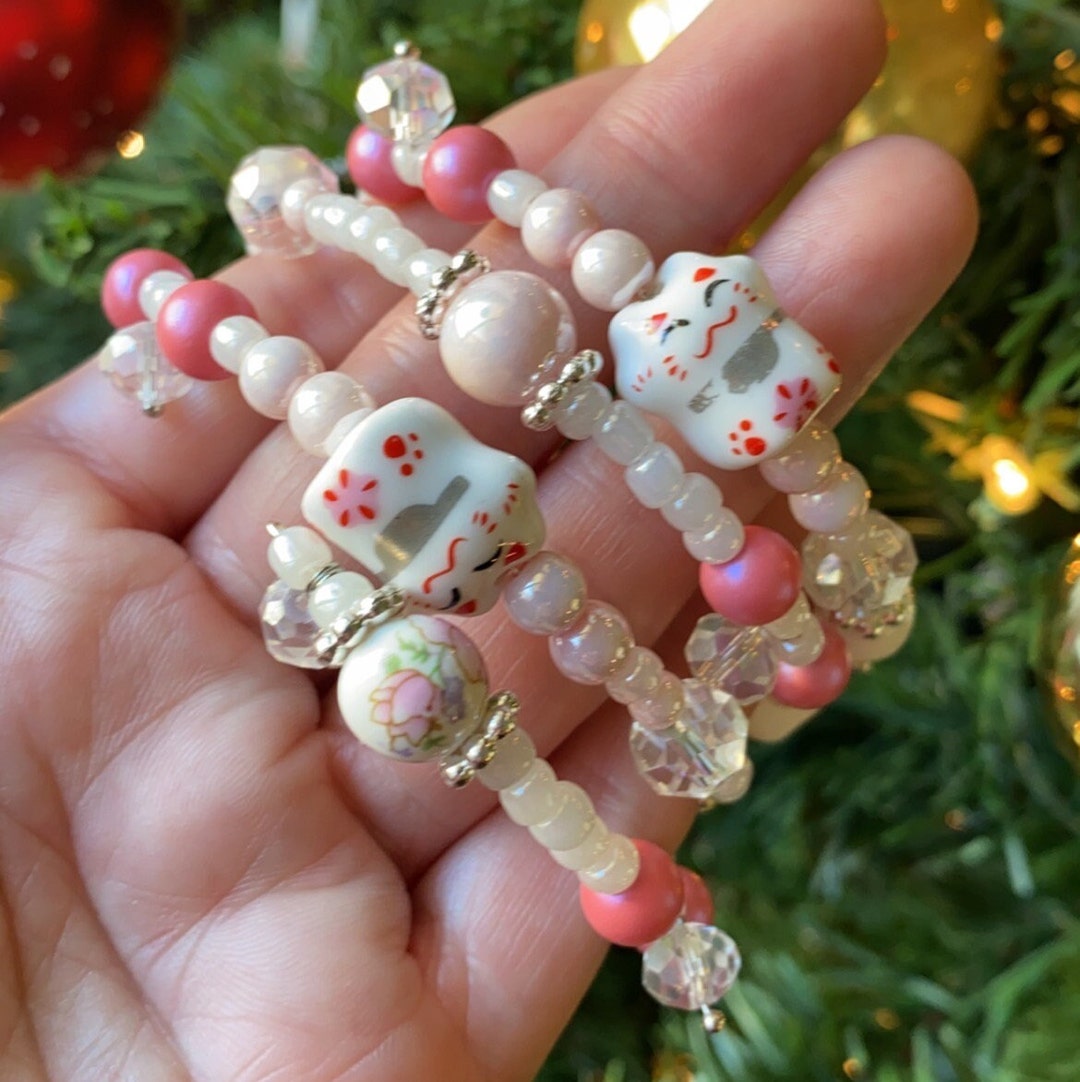 Lucky Kitty Wrap Bracelet Maneki-neko - Etsy