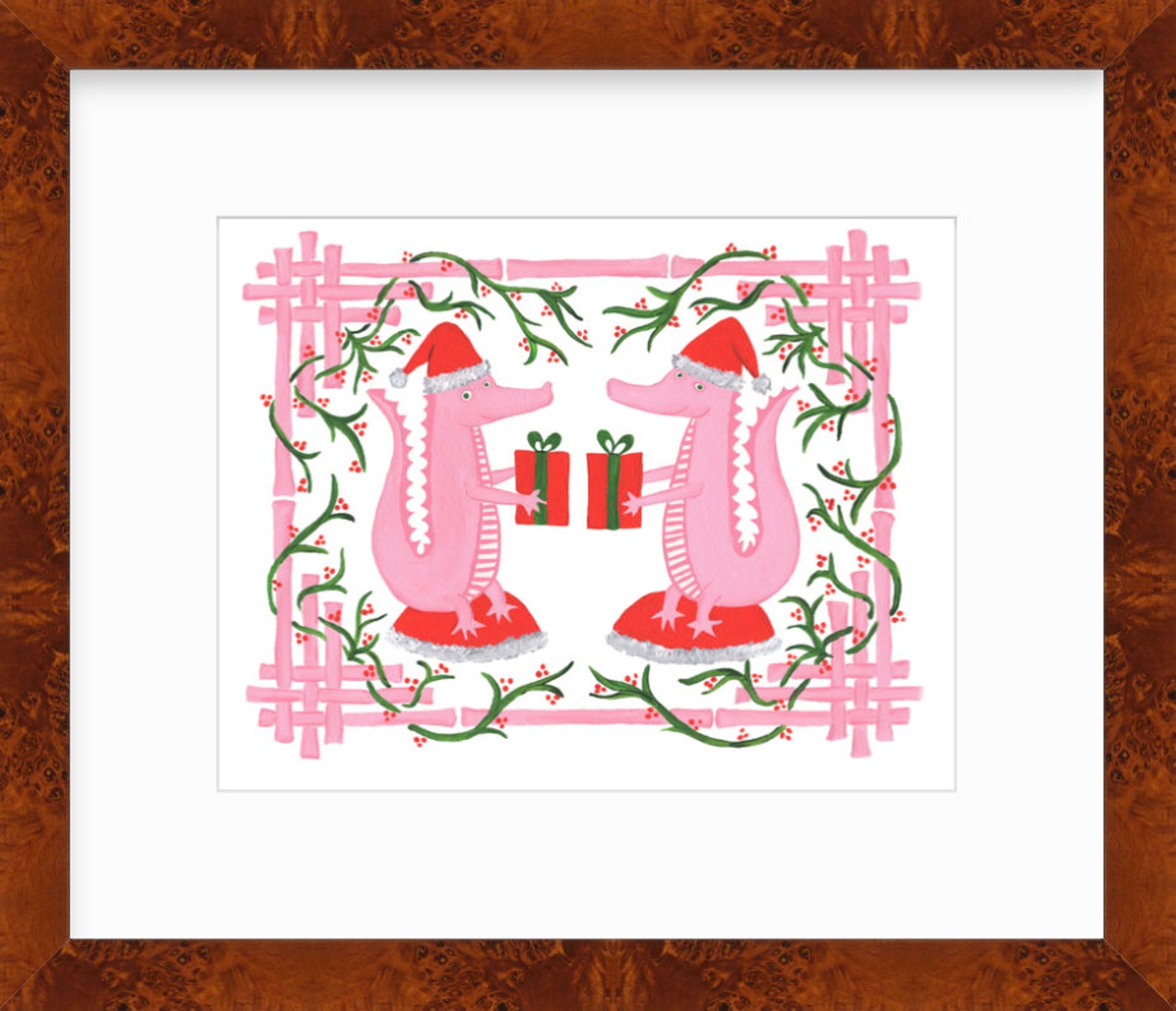 Chic Preppy Holiday Alligator Art | Whimsical & Fun With Pink Bamboo ...