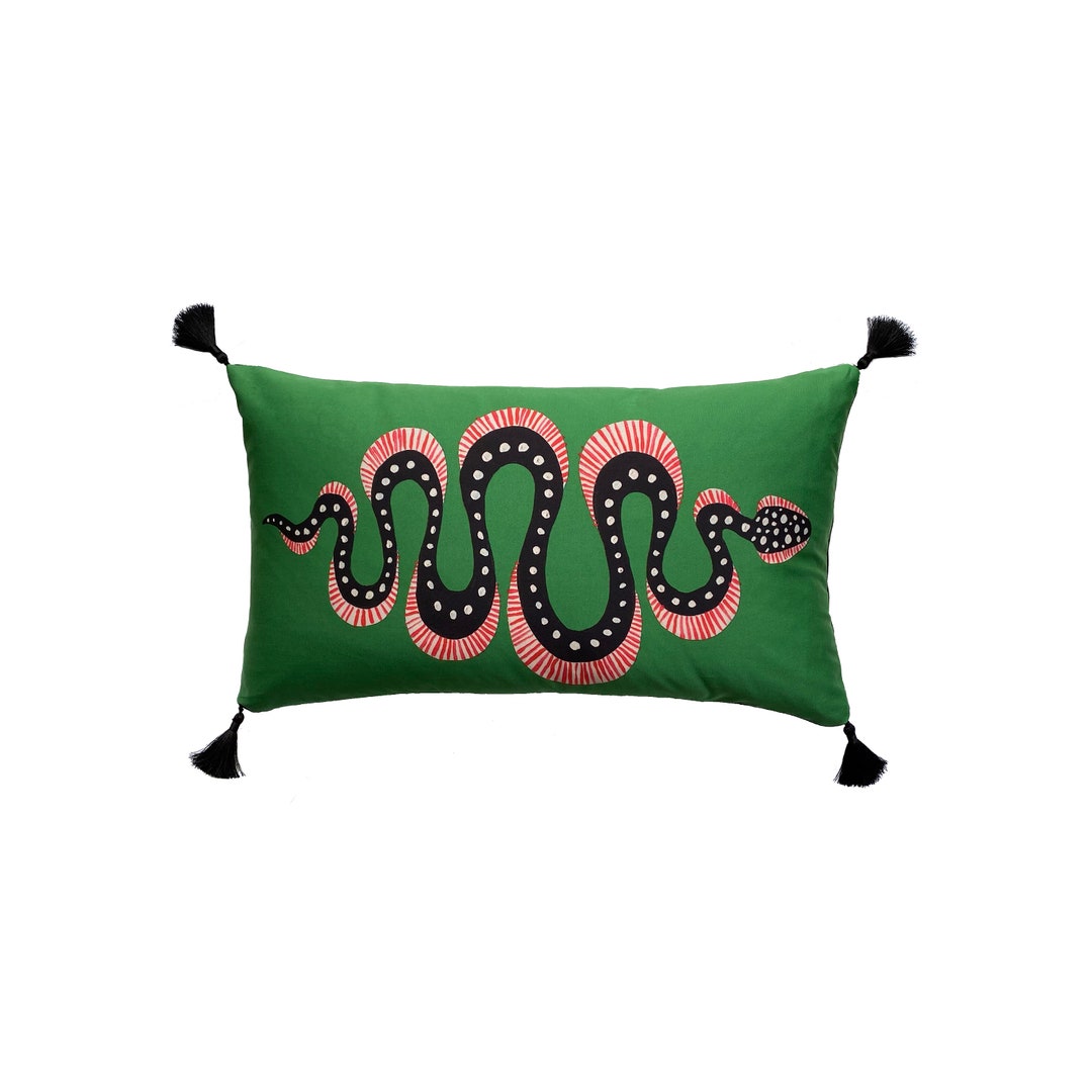Sleek Serpent Style: Chic Black Snake Design Pillow for Luxe Living! - Etsy