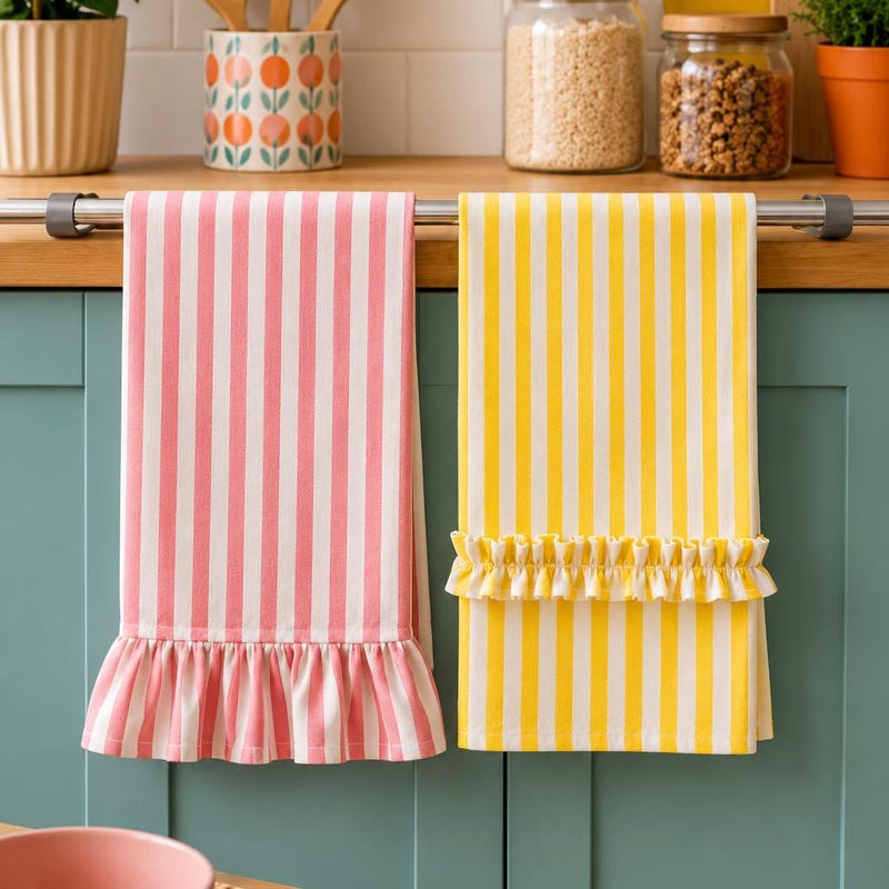 Linen Ruffled Kitchen Towel - Etsy