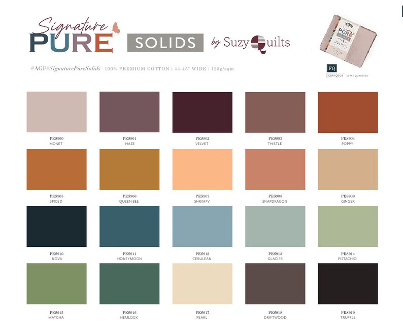 AGF Pure Solids Suzy Quilts Edition - FQ BUNDLE - Etsy
