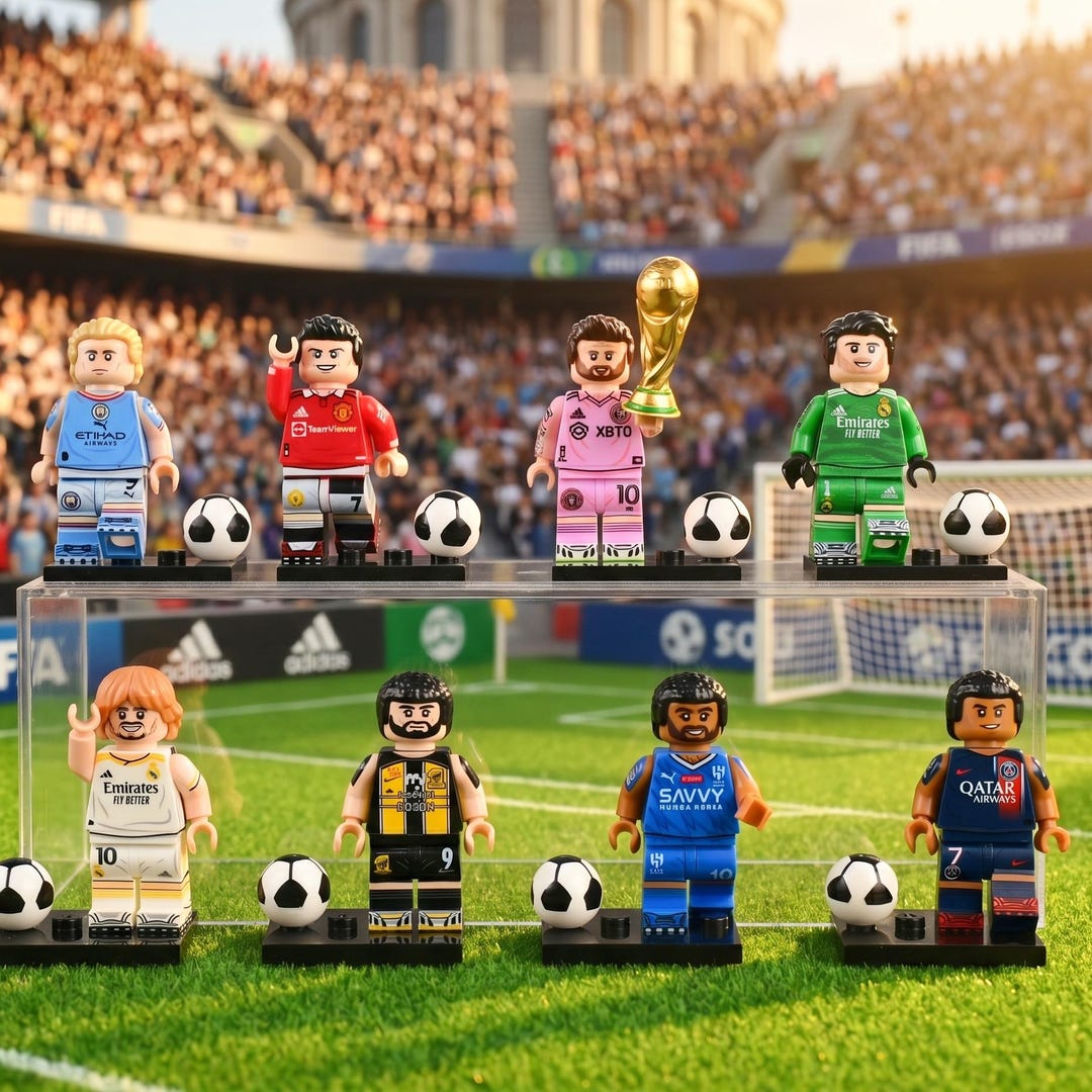 Football Legends Minifigures Set, Messi, Ronaldo, Courtois, Action ...