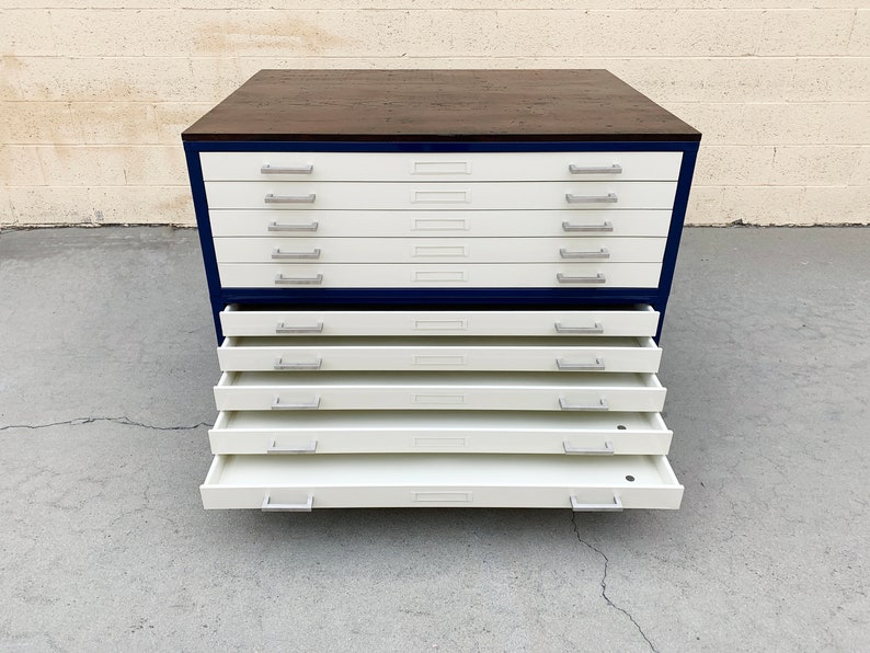 Vintage Flat File "double Stack" Cabinet With Reclaimed Wood Top ...