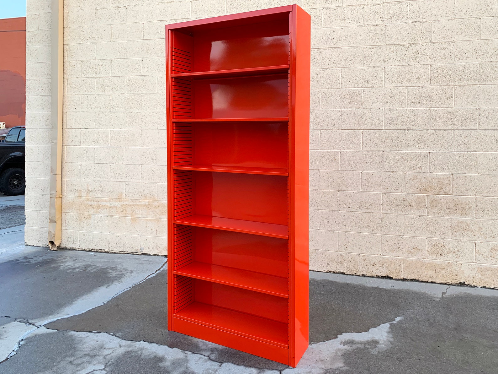 1970s Tall Steel Tanker Bookcase Custom Refinished in Safety | Etsy
