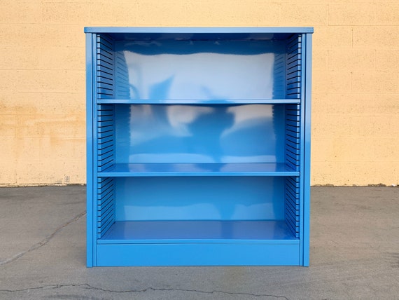 1960s Steel Tanker Style Bookcase in Bright Blue Custom | Etsy