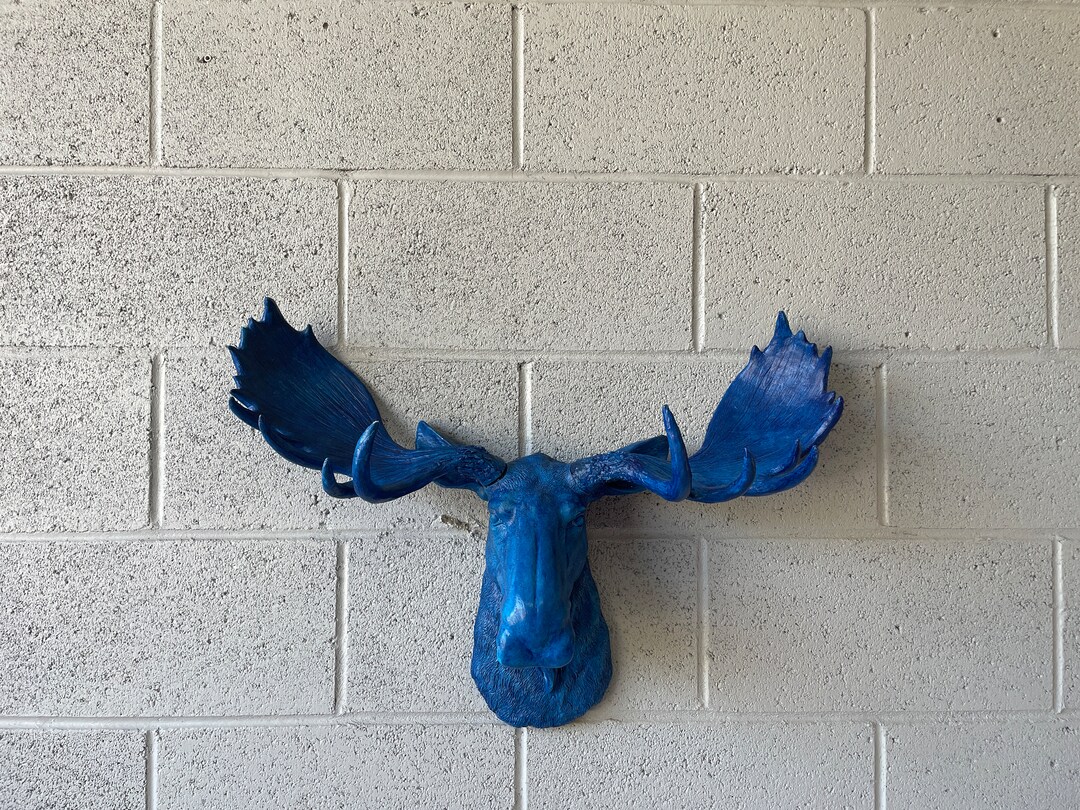 Faux Moose Head Wall Mount in Electric Blue - Etsy