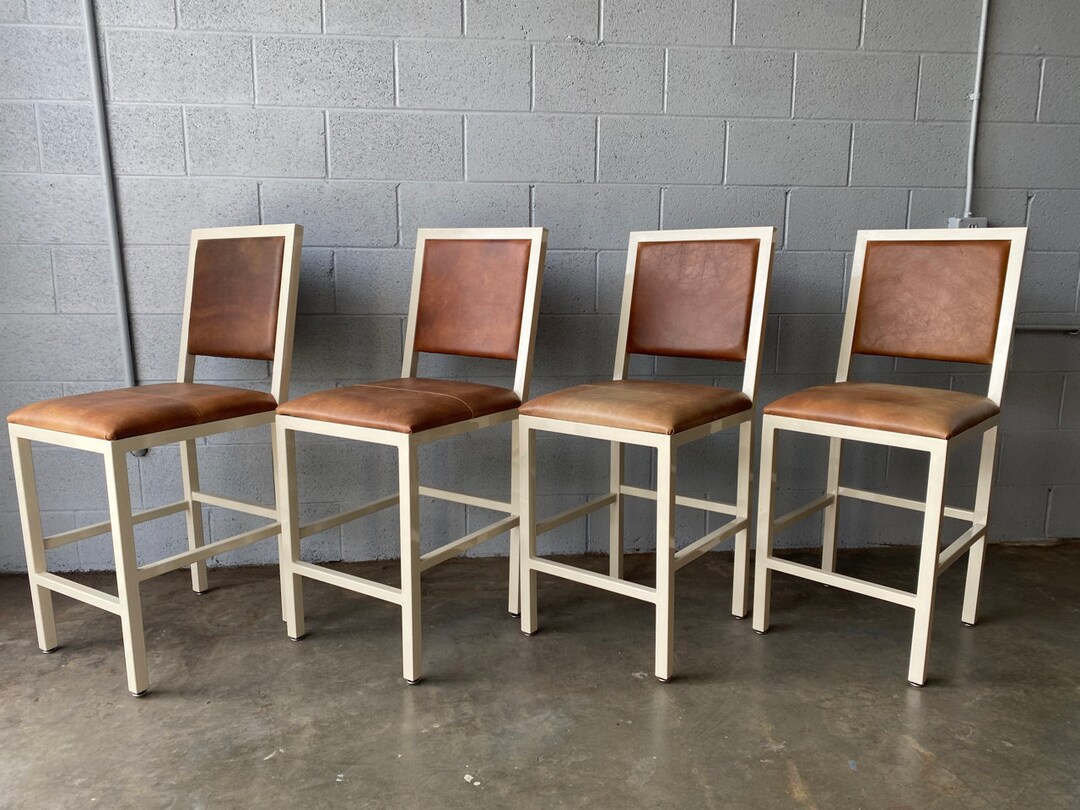 Custom Leather and Steel Bar Stools - Etsy