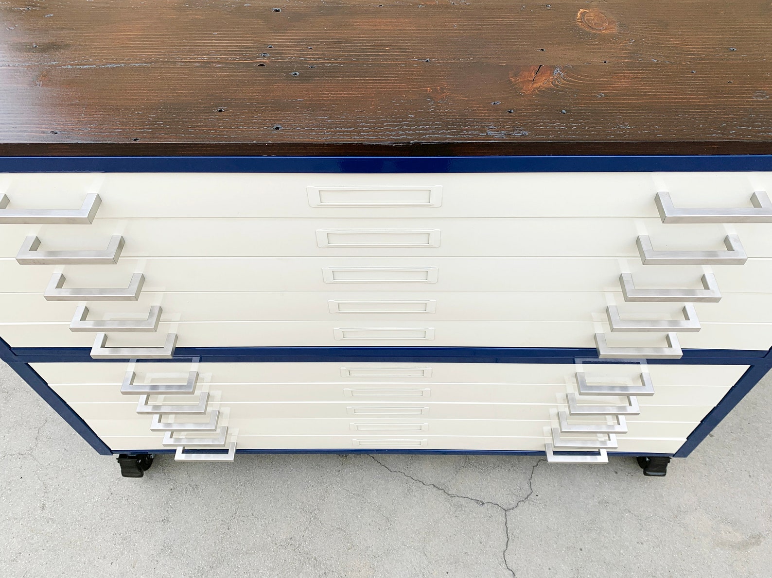 Vintage Flat File "double Stack" Cabinet With Reclaimed Wood Top ...