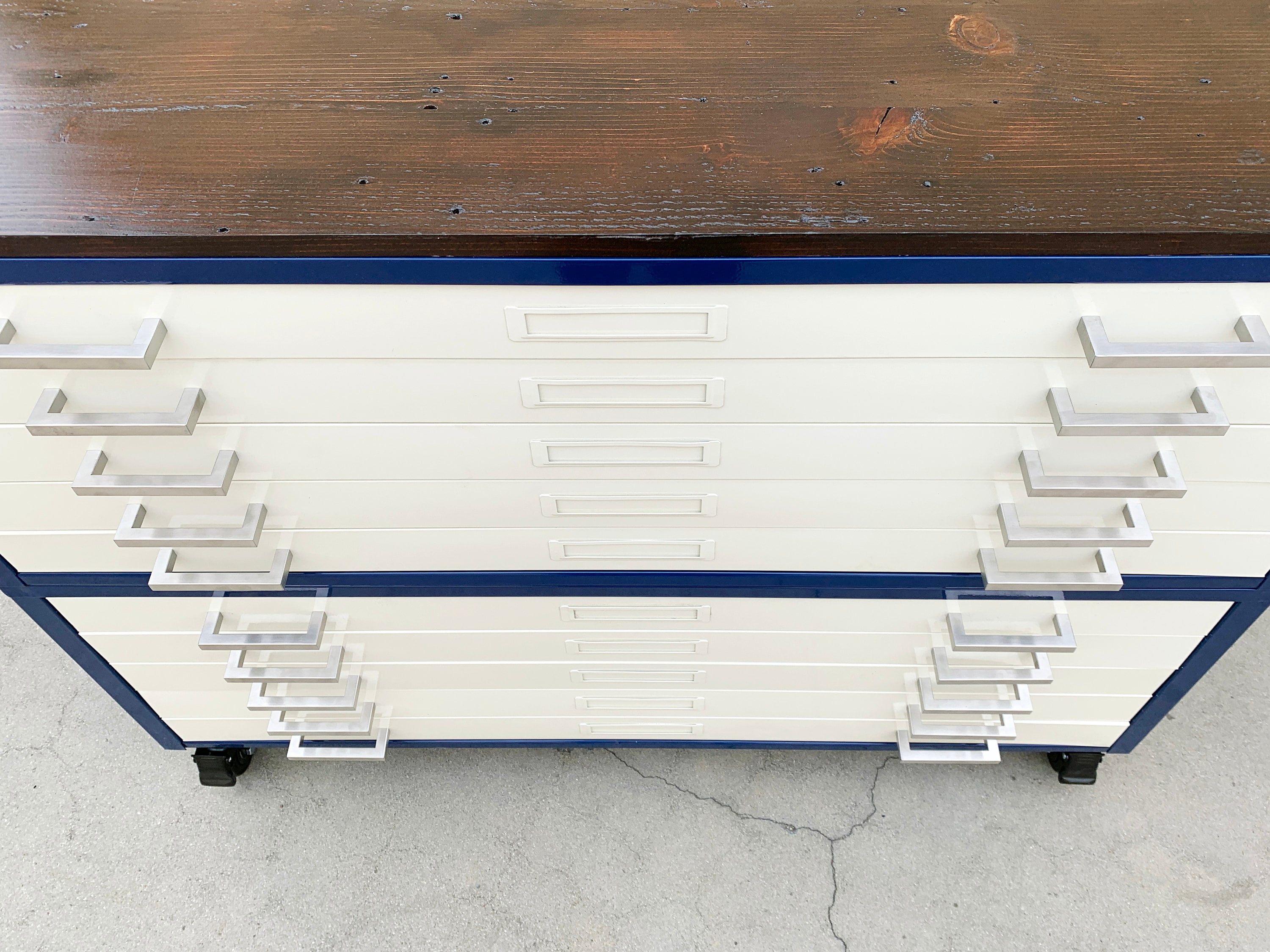 Vintage Flat File "double Stack" Cabinet With Reclaimed Wood Top ...