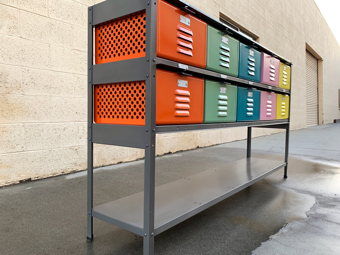 Custom Made 5 X 2 Locker Basket Unit With Multicolored Drawers | Etsy