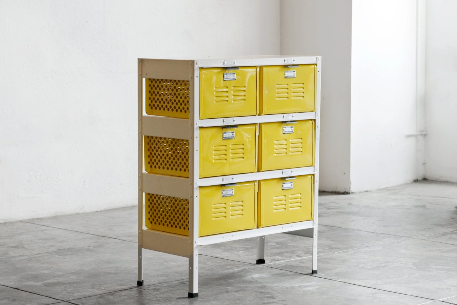 2 X 3 Reclaimed Locker Basket Unit in Mellow Yellow and White - FREE U ...
