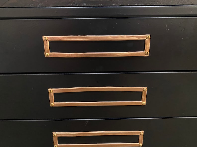 Flat File Coffee Table Refinished in Black With Wood Top - Etsy