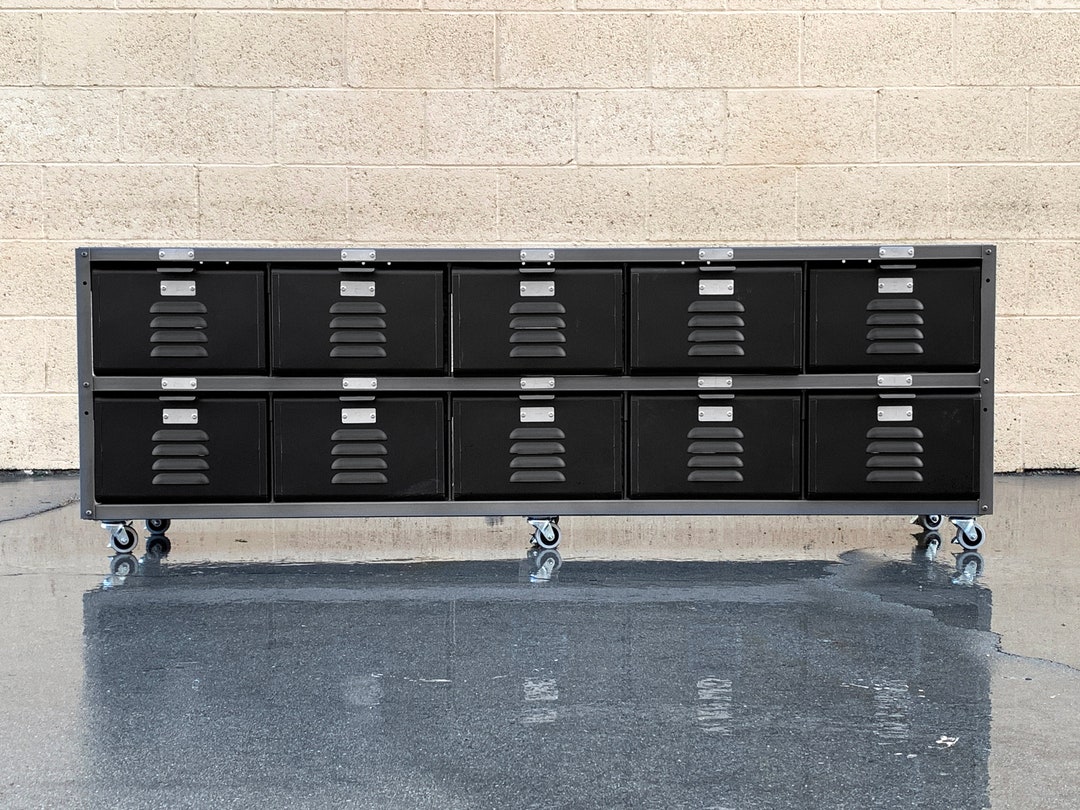 Custom 5 X 2 Locker Basket Unit in Matte Black and Natural Steel, Free ...