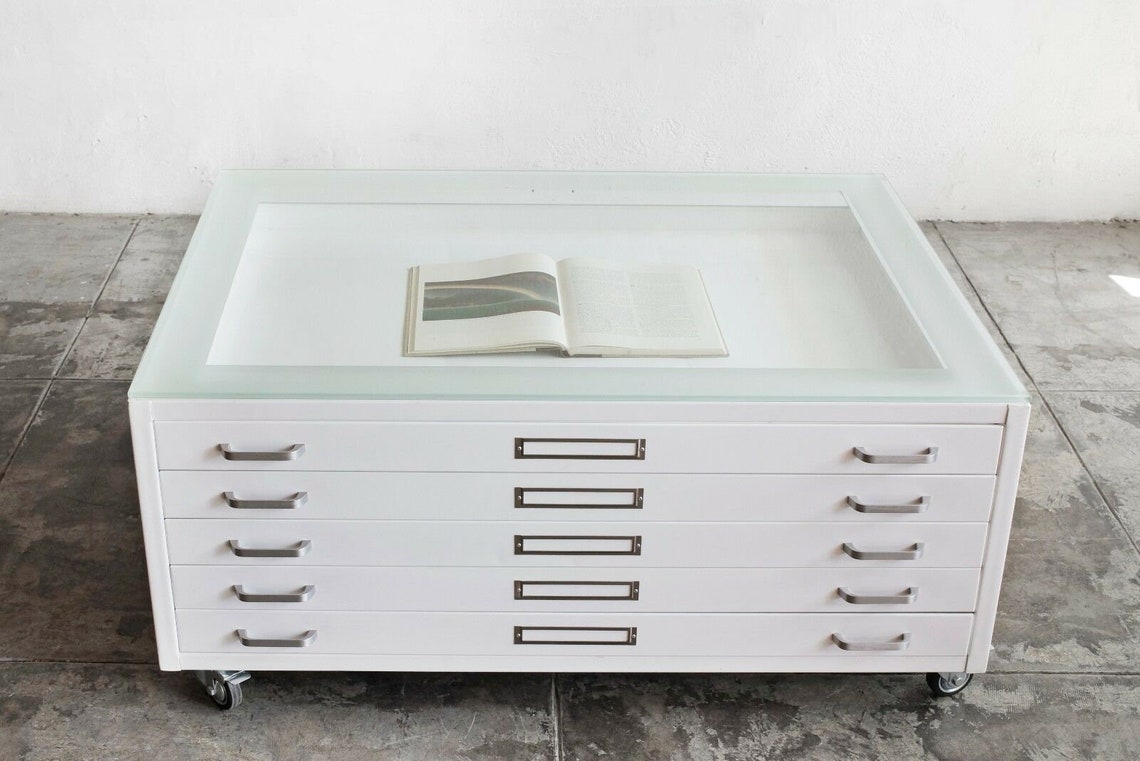 Vintage Flat File Coffee Table Custom Refinished in Gloss - Etsy
