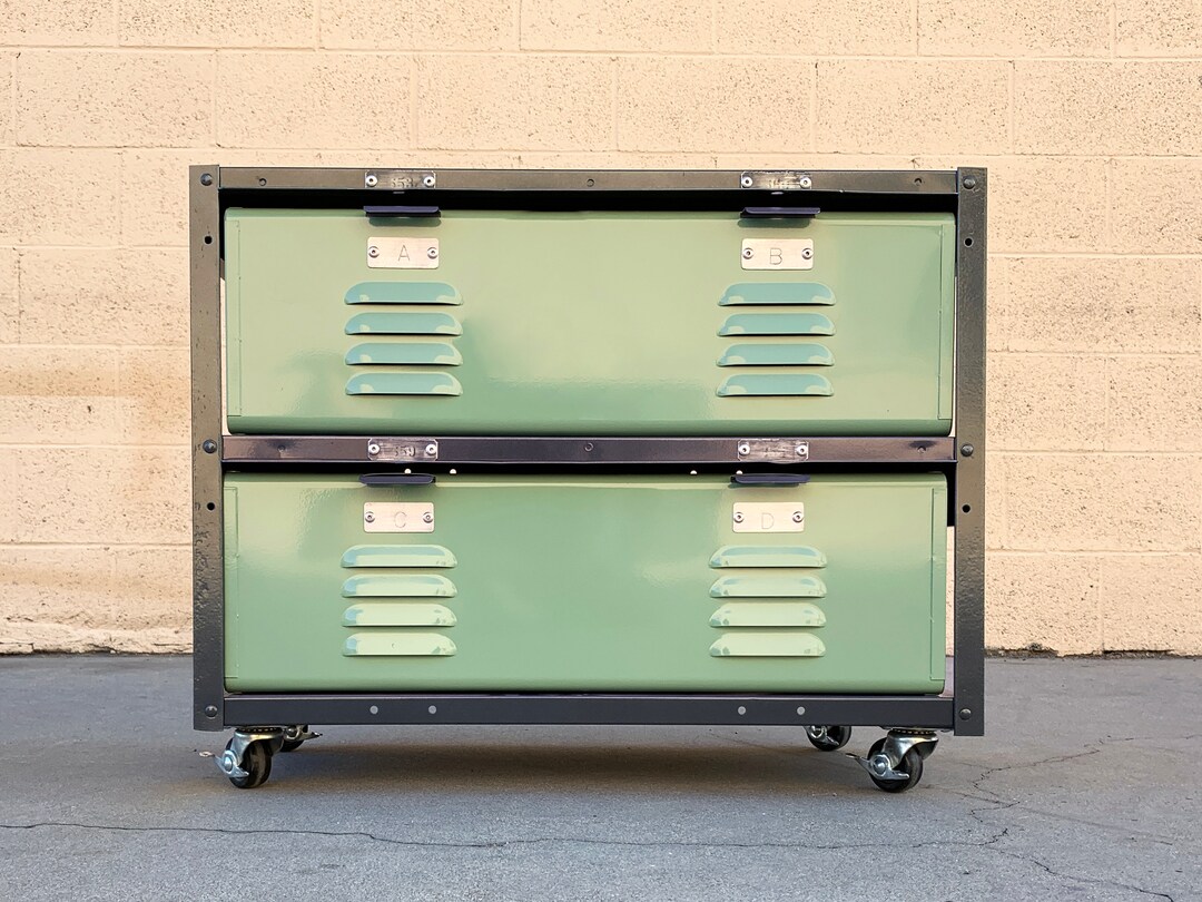 2 X 2 Double Wide Locker Basket Unit on Casters, Vintage Inspired and ...