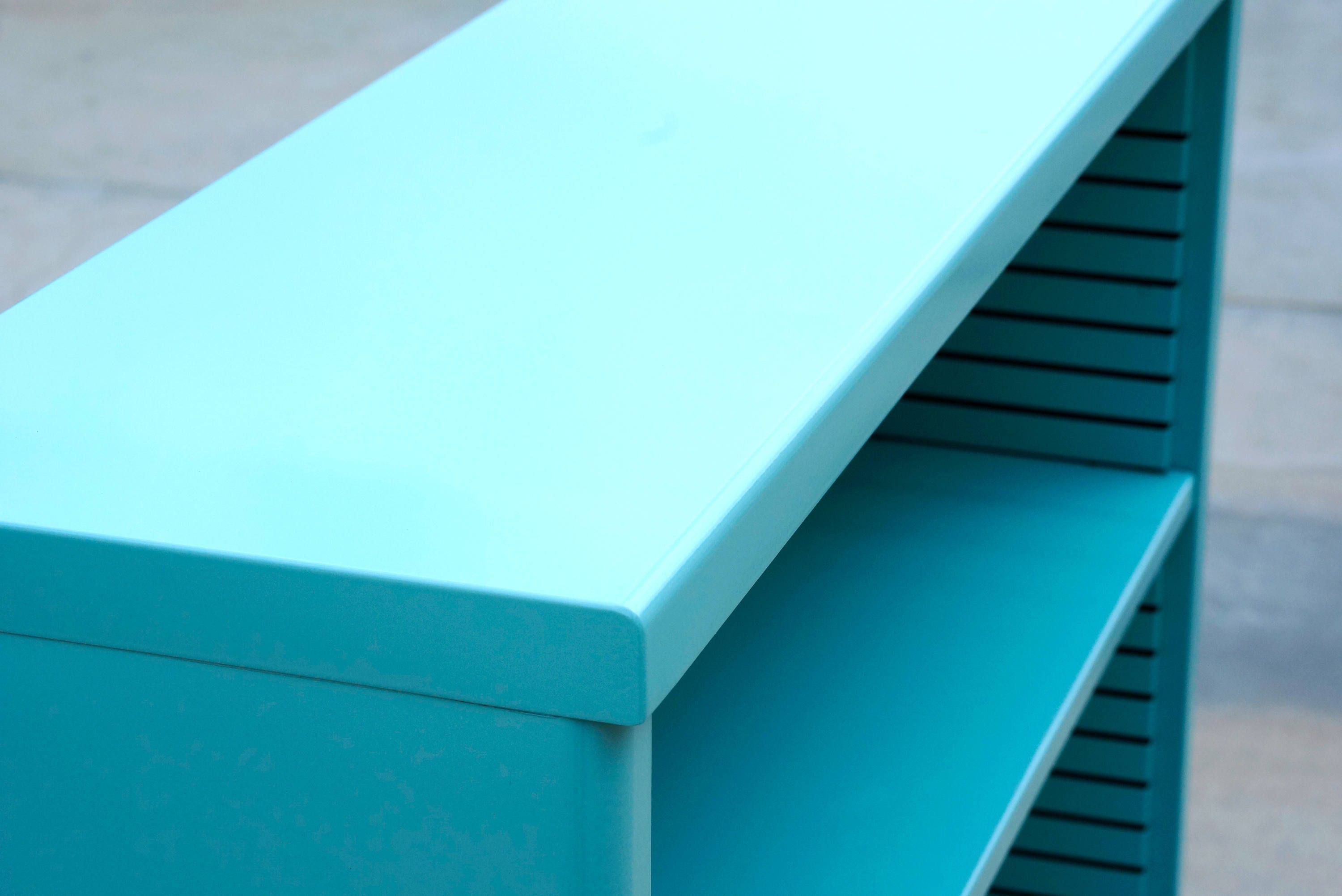 1960s Steel Tanker Style Bookcase in Turquoise Custom - Etsy