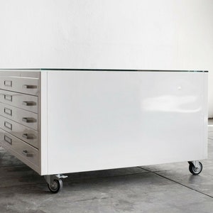 Vintage Flat File Coffee Table Custom Refinished in Gloss White and ...