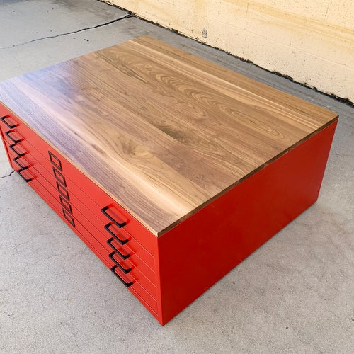 Vintage Flat File Coffee Table Custom Refinished in Gloss - Etsy