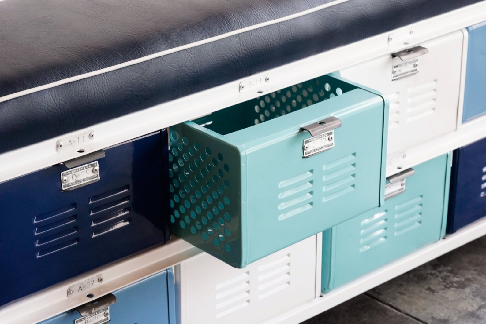 4 X 2 Reclaimed Locker Basket Unit With Padded Bench Seat - Etsy