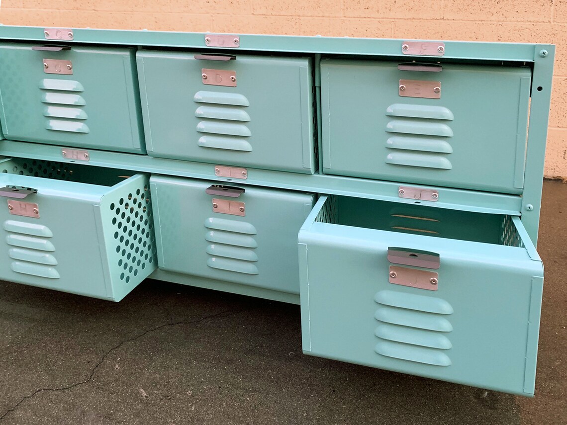 Custom 5 X 2 Locker Basket Unit in Monochrome Sea Foam Green | Etsy