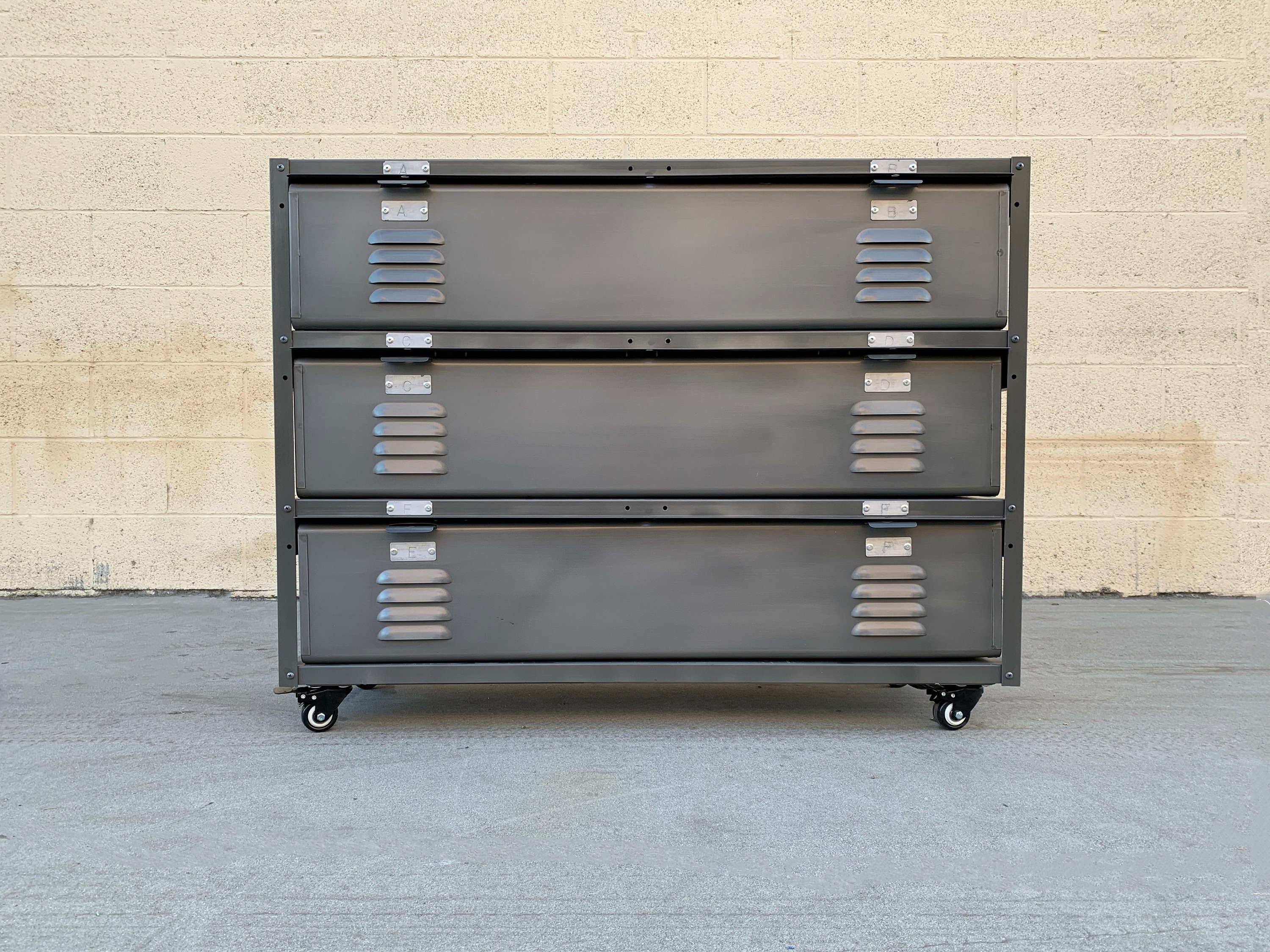 3x3 Locker Unit on Casters Refinished in Monochrome Natural | Etsy