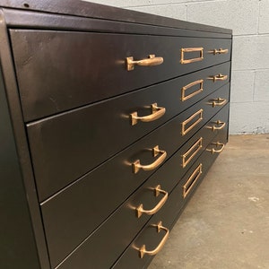 Flat File Coffee Table Refinished in Black With Wood Top - Etsy