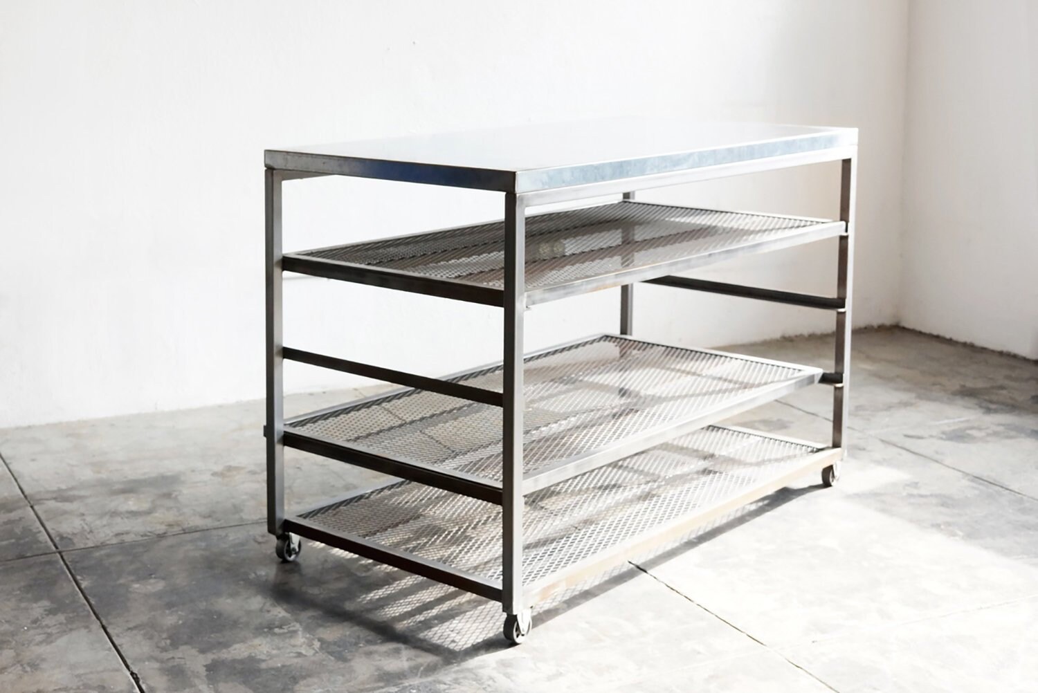 Custom Steel Rolling Rack With Expanded Metal Shelves Free | Etsy
