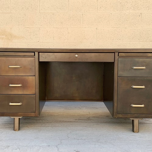Mid Century Tanker Desk Custom Refinished in White Free U.S. - Etsy