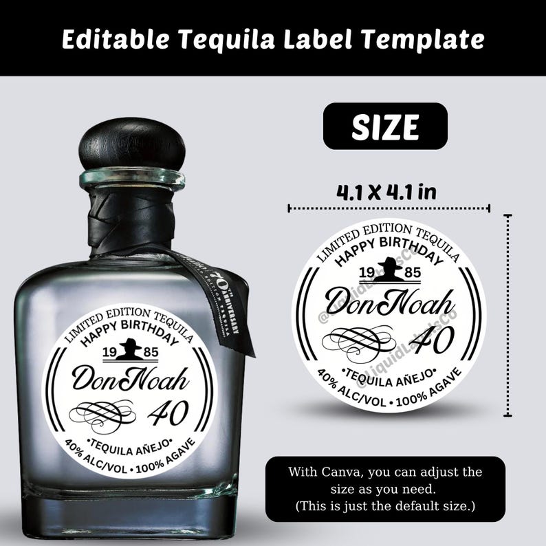 Editable Don Julio Tequila Label, Custom Tequila Bottle Sticker Canva ...