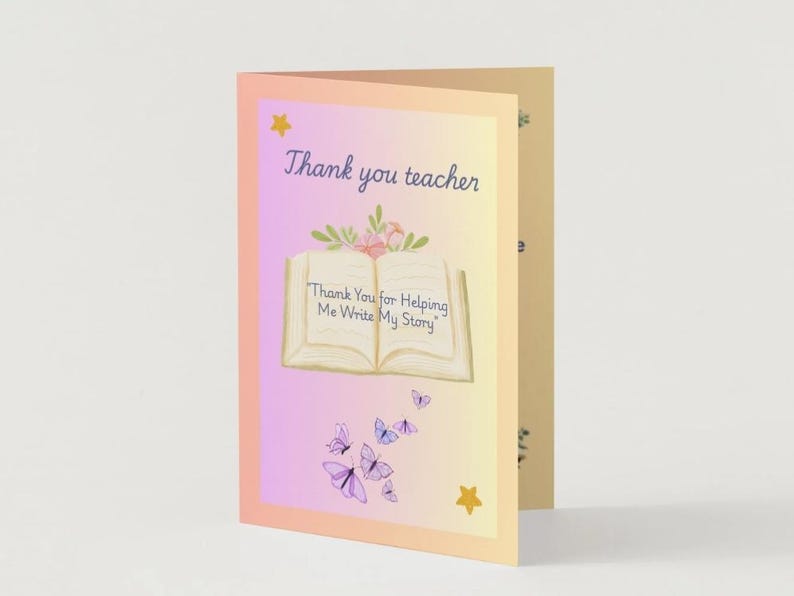 Thank You Teacher Folded Card | Appreciation, End of Year Greeting ...