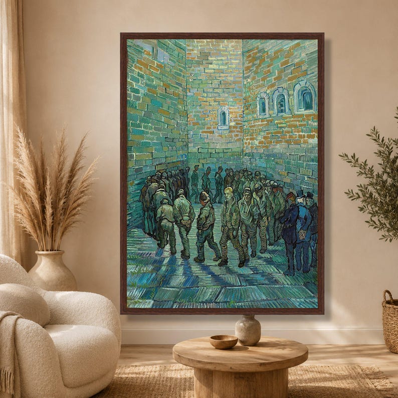 Prison Courtyard Scene Canvas Art, Van Gogh Style Reproduction, Mood ...