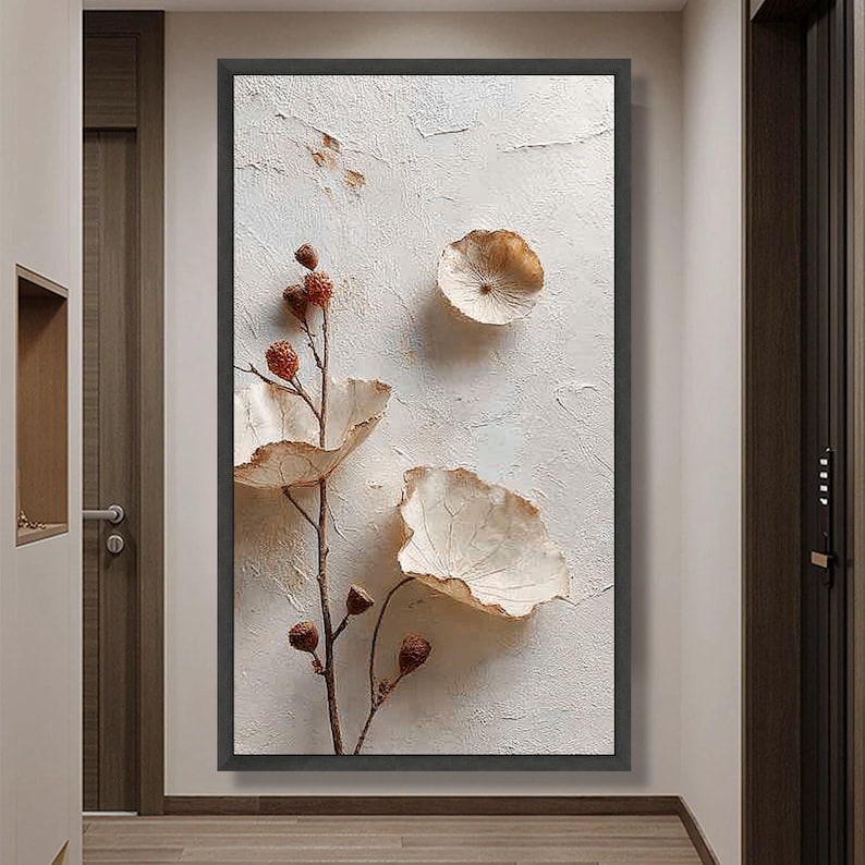Neutral Botanical Canvas Art, Dried Flowers, Earth Tone Home Decor ...