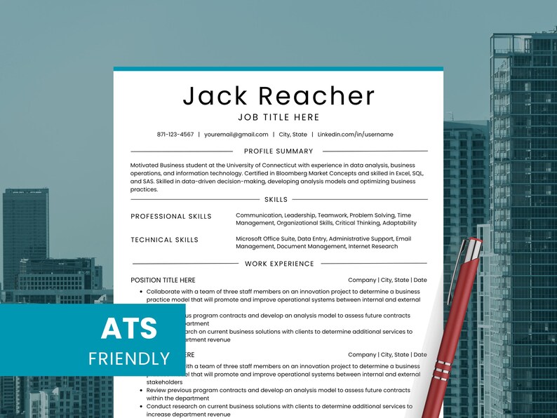 ATS Resume Template Bundle | Word, Google Docs, Canva Editable CV ...