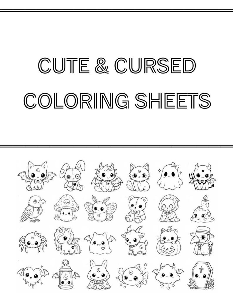 Cute & Cursed Coloring - Etsy