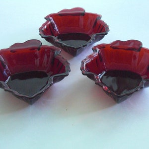 Set of 3 Fire King Ruby Red Maple Leaf Dishes - Etsy