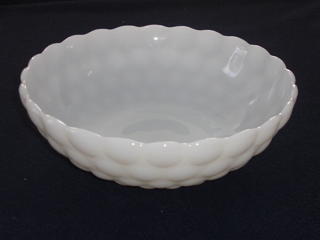 Vintage Anchor Hocking Milk Glass BUBBLE Pattern Salad Serving Bowl - Etsy